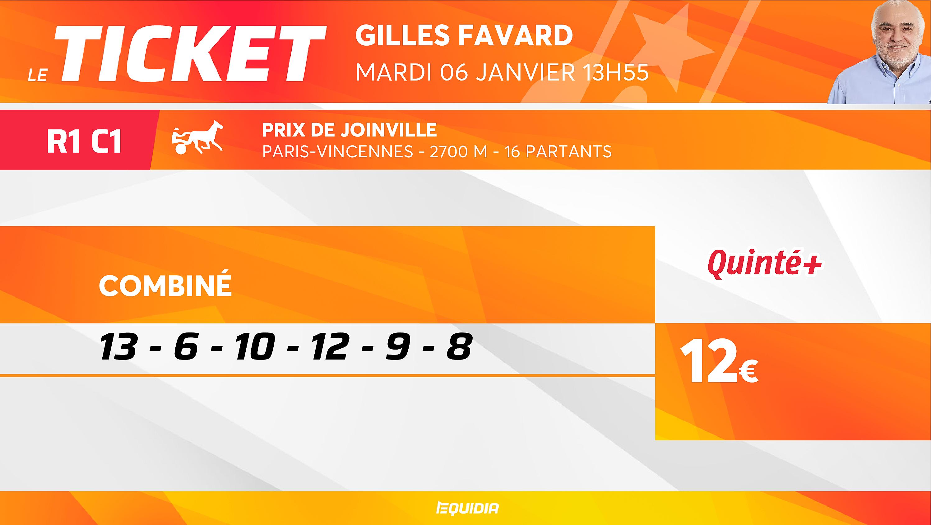 Quinté Le Ticket De Gilles Favard Pour Le Quinté Du Mardi 6 Janvier
