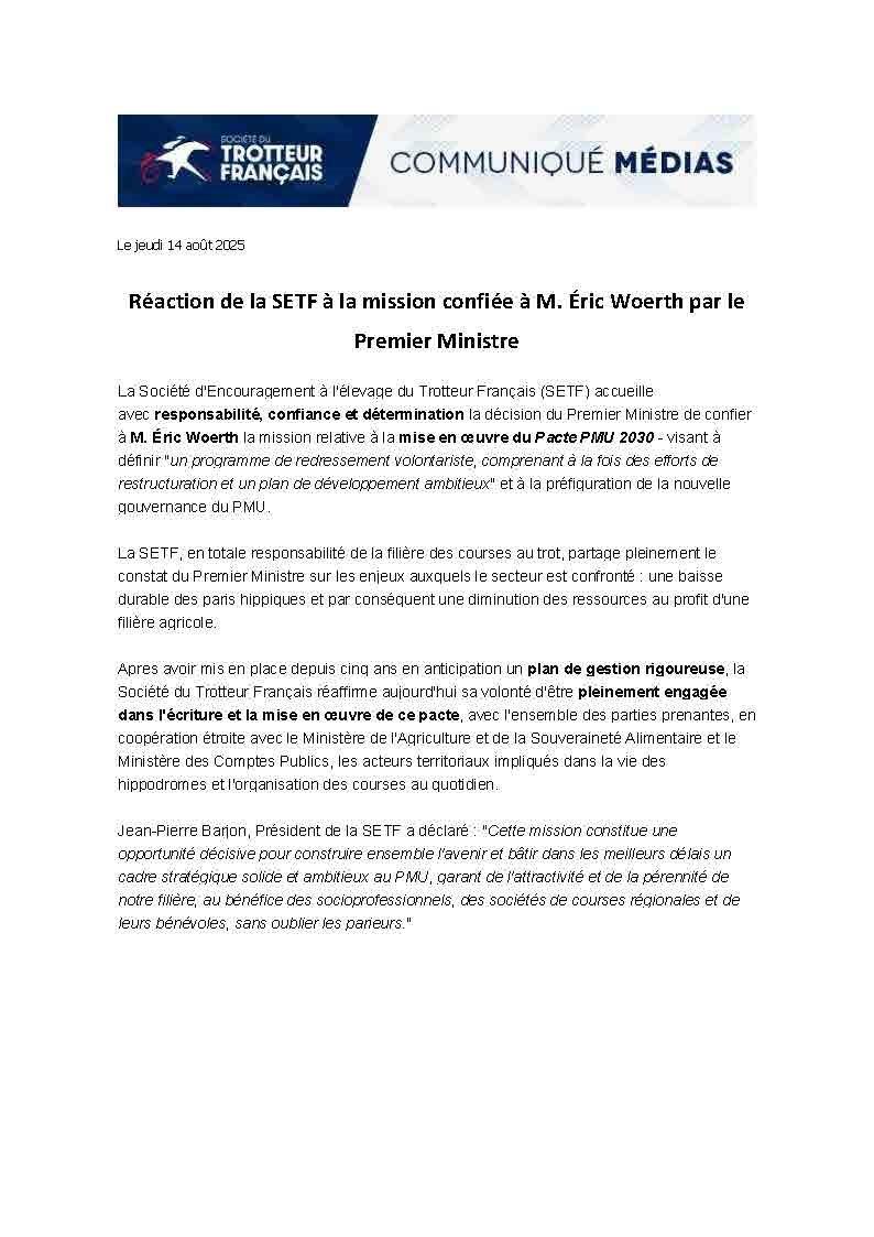 "Pacte PMU 2030" avec Eric Woerth : un plan de relance pour les courses ...