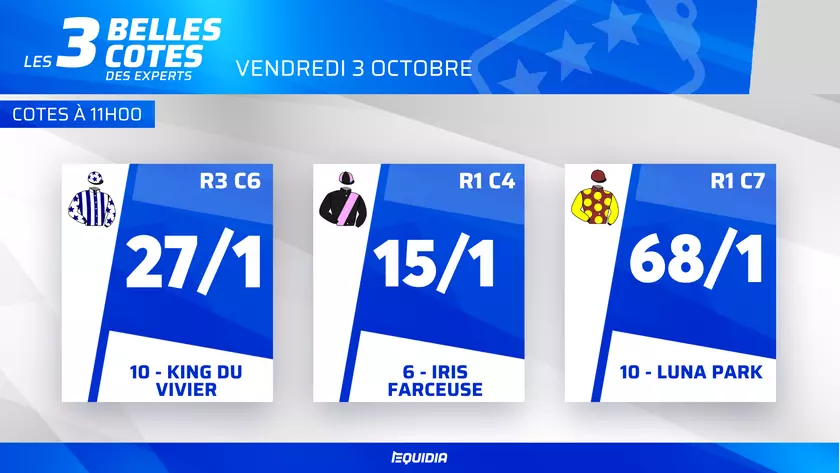Les trois belles cotes de ce vendredi 3 octobre | Equidia