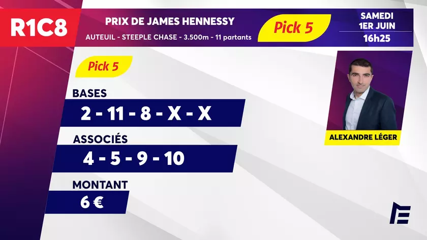 Le Pick 5 d'Alexandre Léger de ce samedi 1er juin à Auteuil | Equidia